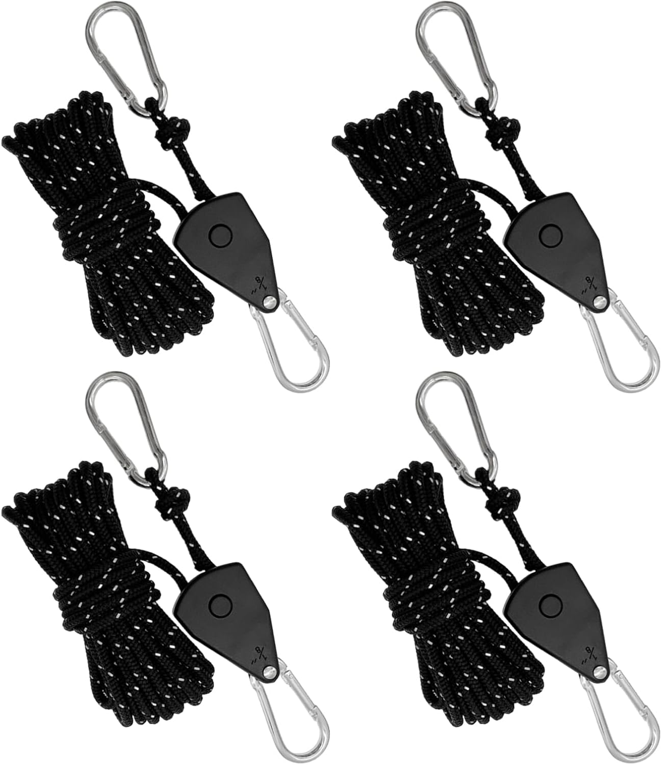 Skibetfo 4pcs Reflective Tent Guy Ropes with Pulley Heavy Duty 1/8 ...