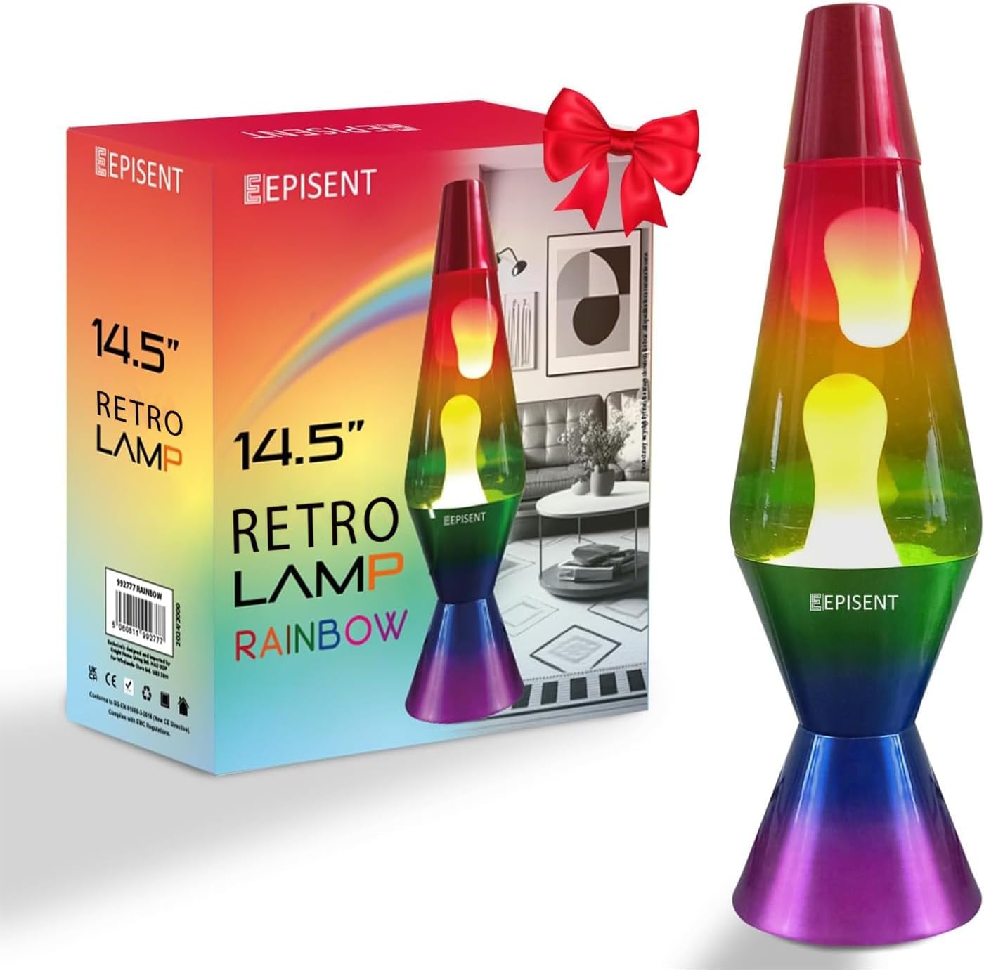 EPISENT Retro Lava Lamp 16” - Rainbow Mood Lamp - Relaxing Ambiance ...