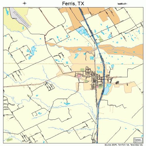 Large Street & Road Map of Ferris, Texas TX - Printed poster size wall ...