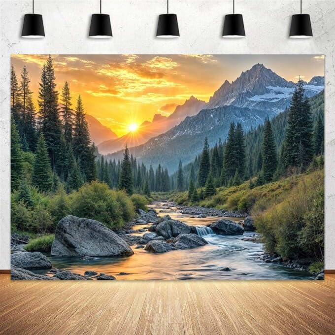 Amazon.com : 10X8ft Nature Mountain Forest Backdrop, Mountain Lake ...