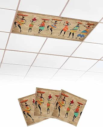 African Women Magnetic Fluorescent Light Covers for Ceiling Lights 2 x ...