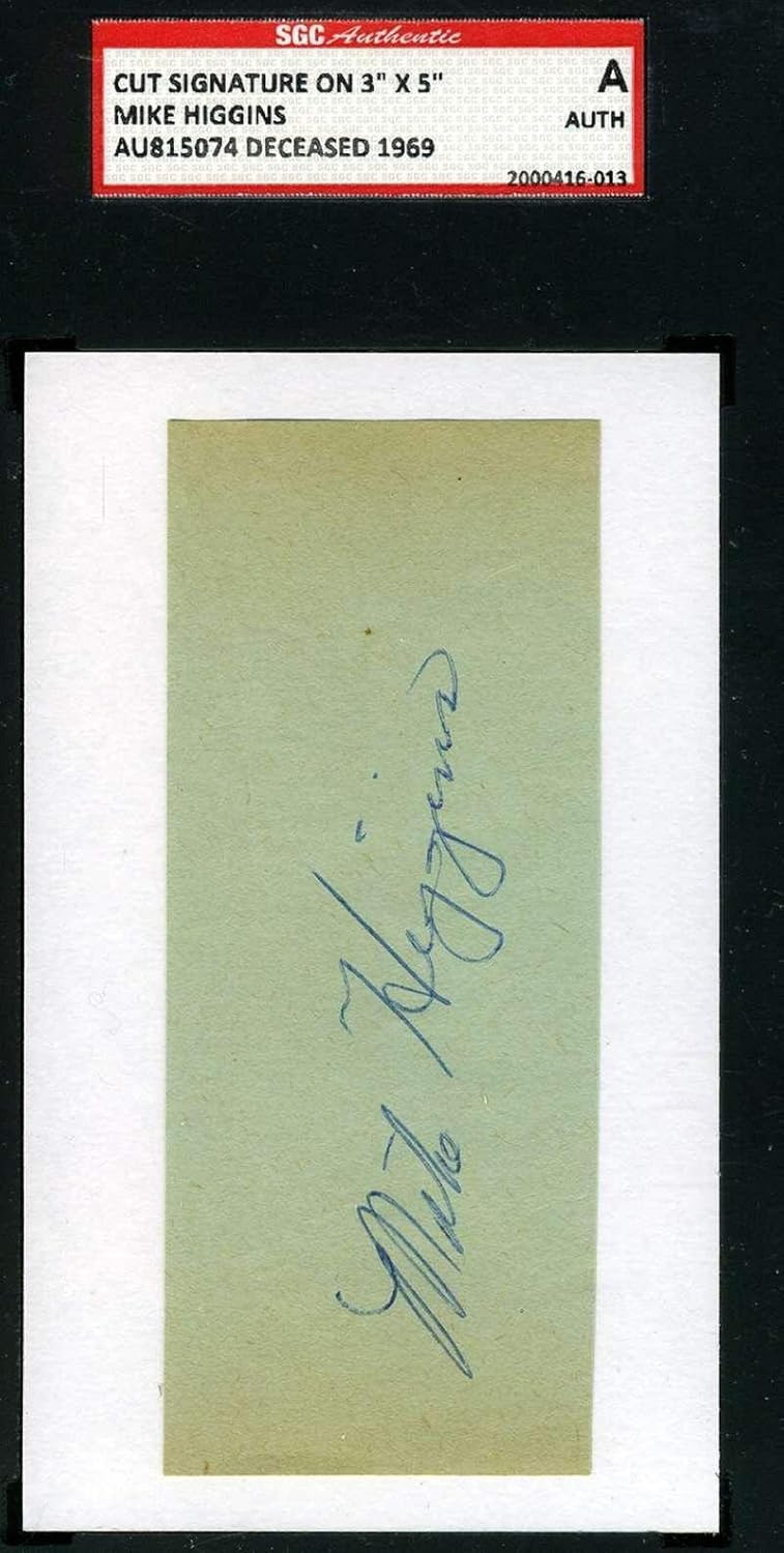 Mike Pinky Higgins Sgc Autograph Rare Cut D.69 Authentic Hand Signed ...