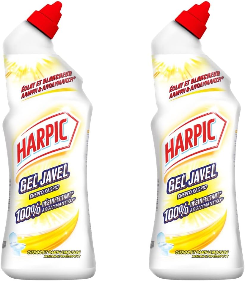 HARPIC Gel WC Javel 750 ml (Lot de 2, Eclat et Blancheur Citron Pamplemousse) : Amazon.fr: Epicerie