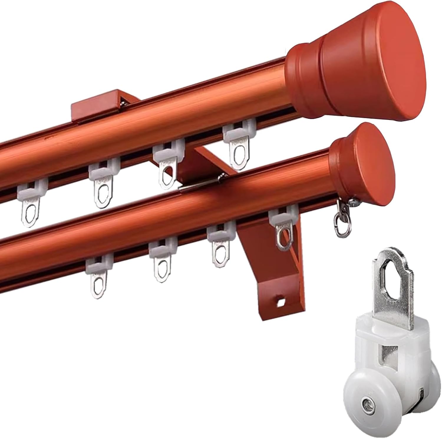 Double Curtain Track Rod - Wall Mounted Bay Window Pole Kit for Living ...