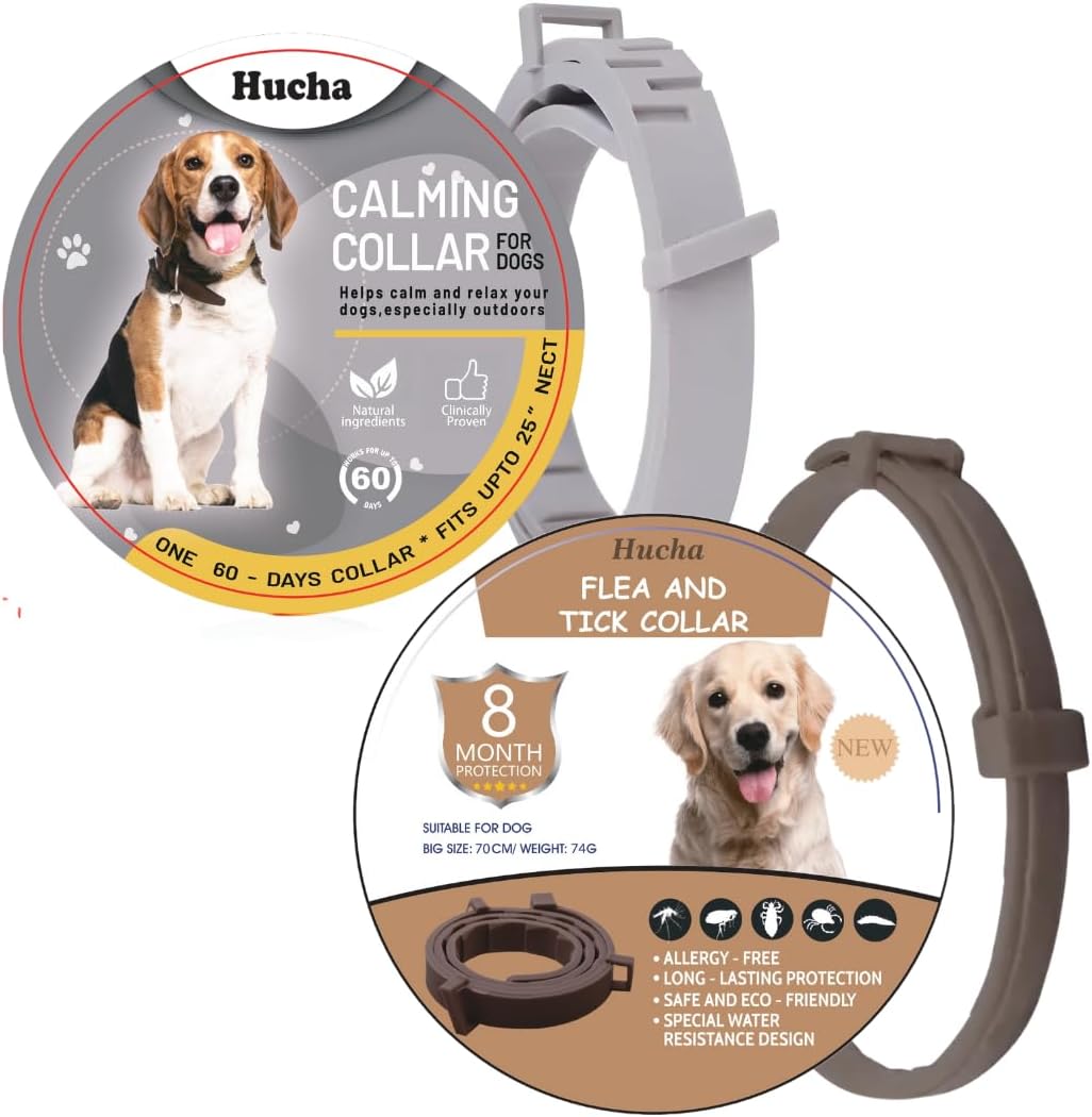 HUCHA Collar Combo Dog Flea Tick & Calming Collar for Dogs | 8 Months ...