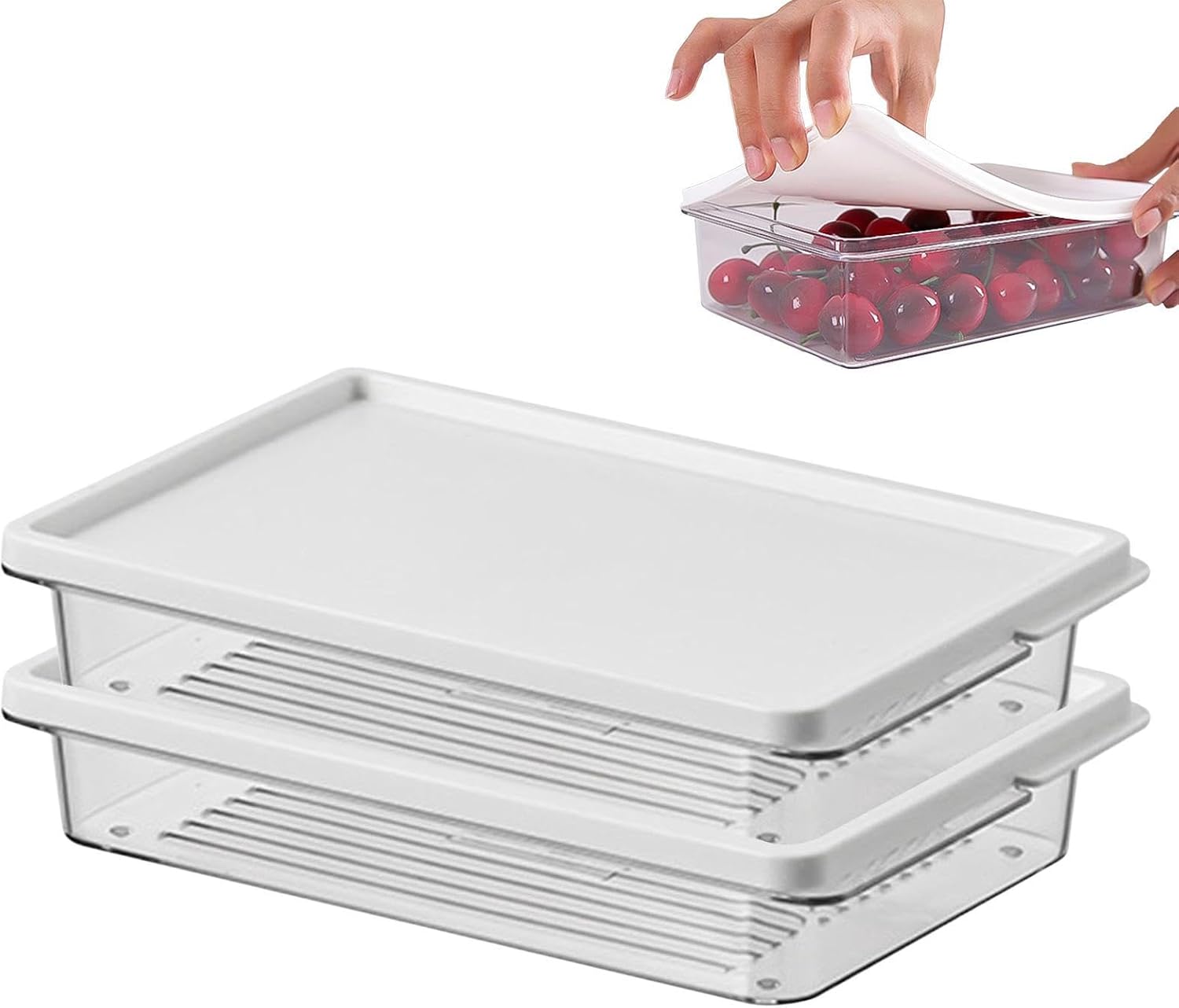 Amazon｜食品保存容器 | 蓋付きフリーザーボックス,大容量の積み重ね可能な冷蔵庫フードホルダー、キッチン、野菜、果物、卵用 Puchen ...