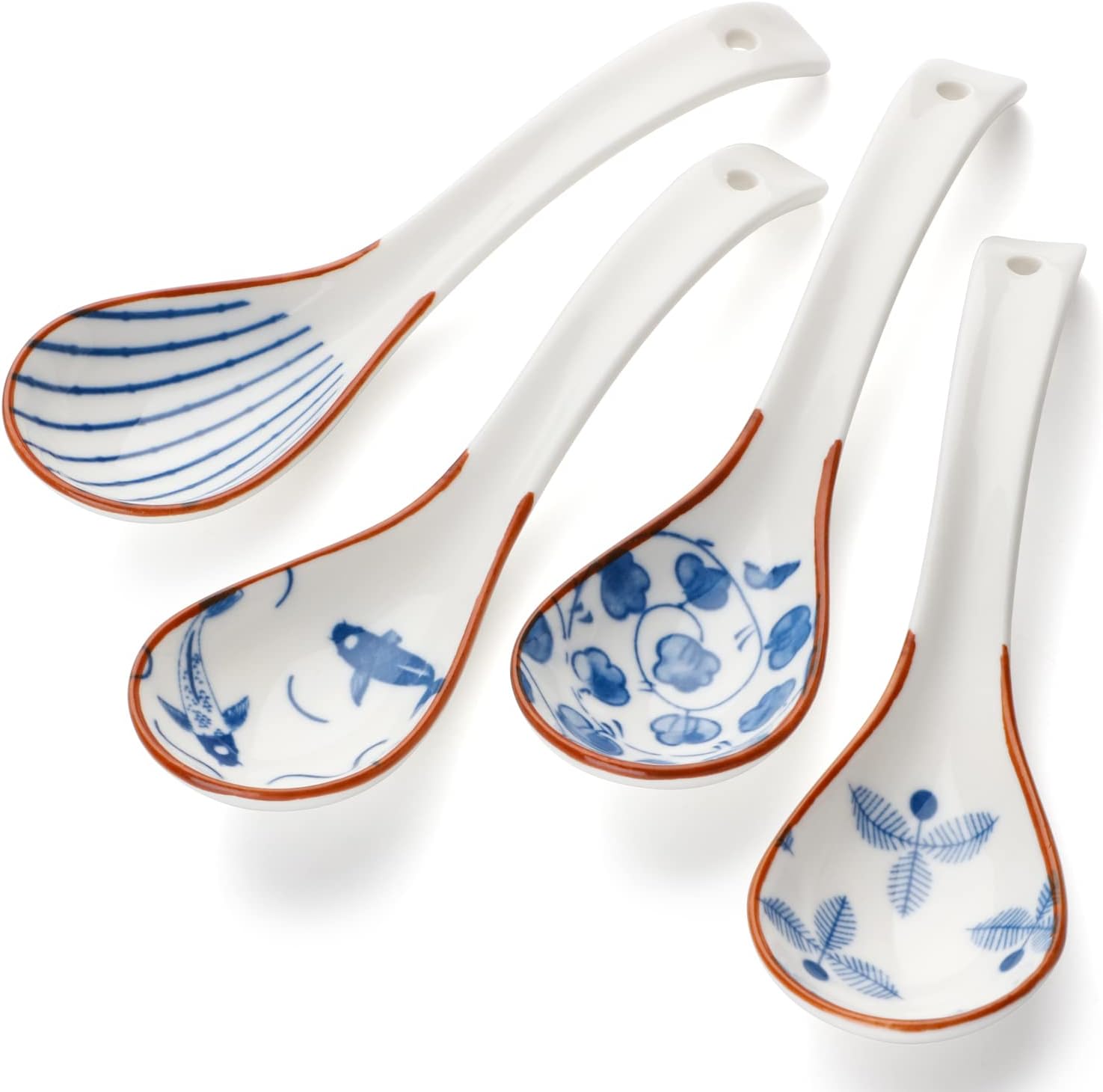 Amazon.com: Chinese Soup Spoons Set of 4 Korean Spoons Porcelain Ramen ...