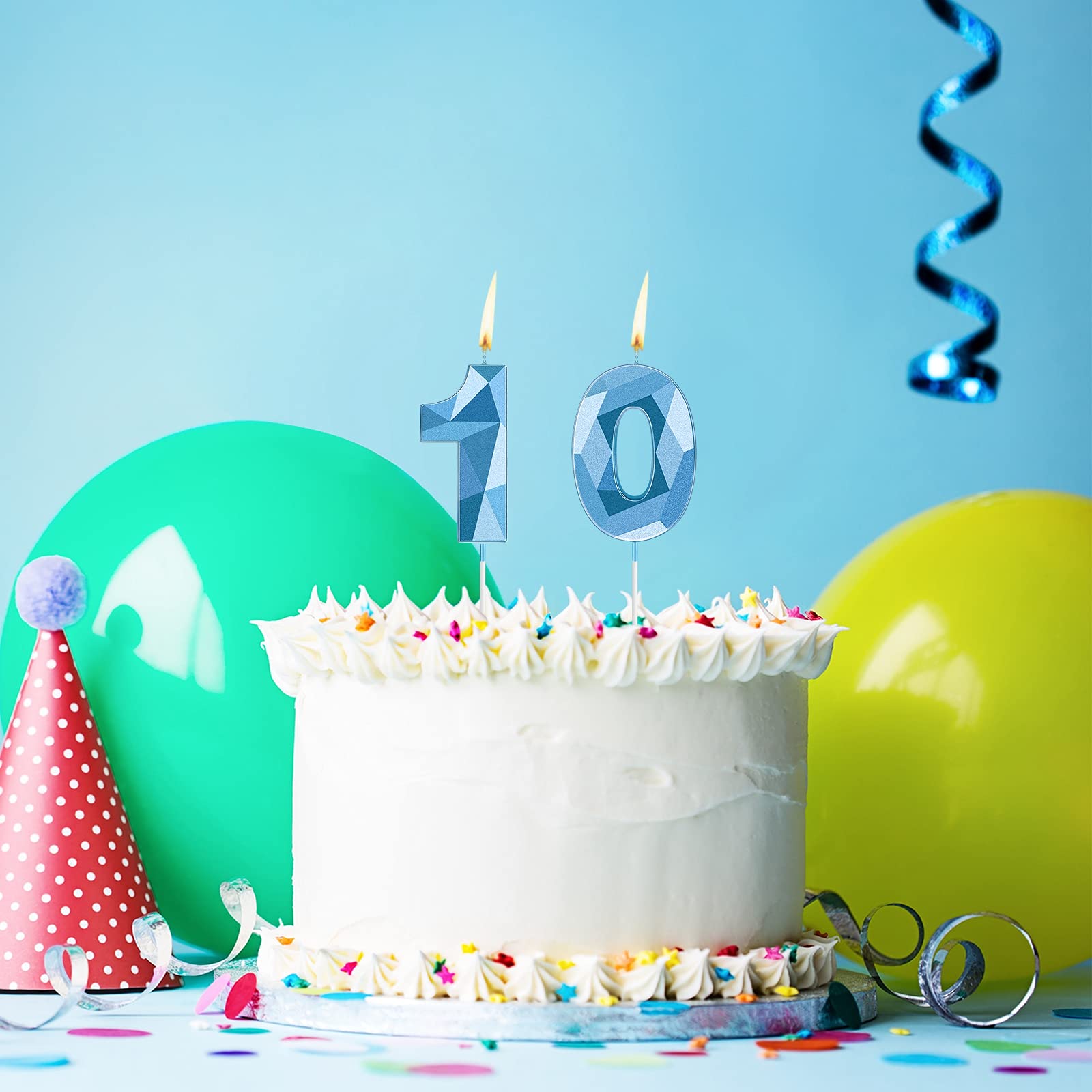 Snapklik.com : Nuanchu 10th Birthday Candles 3D Diamond Shape Number ...
