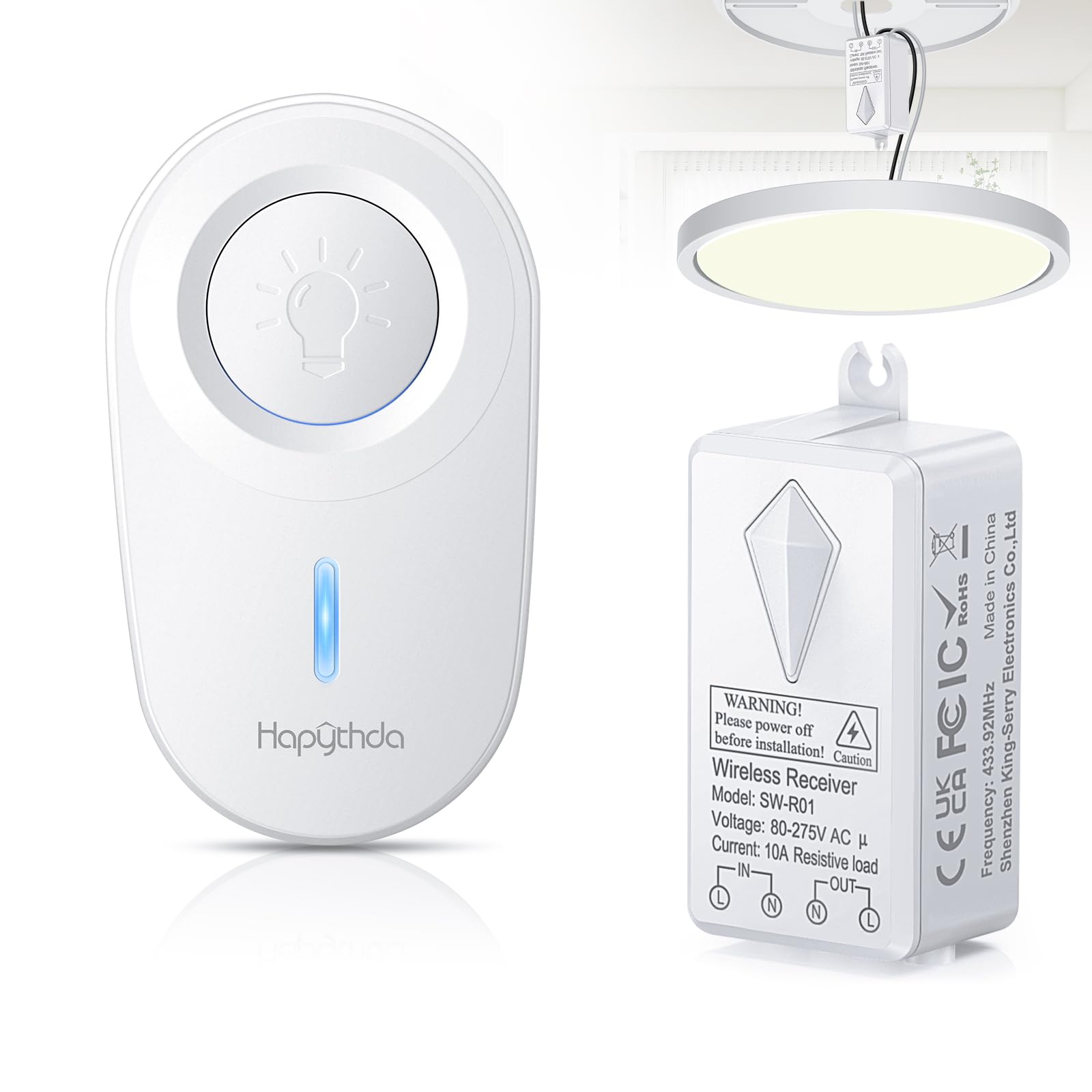 HAPYTHDA Wireless Switches for Lights, No in-Wall Wiring Required ...