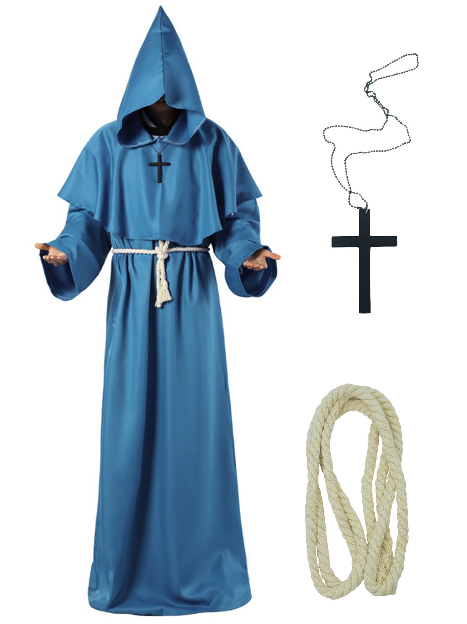 Amazon.com: Renaissance Faire Costume for Men Medieval Monk Robe Priest ...