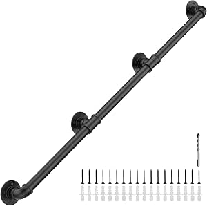 Black Pipe Handrails for Indoor Stairs, Hand Rails for Indoor Stairs φ1 ...