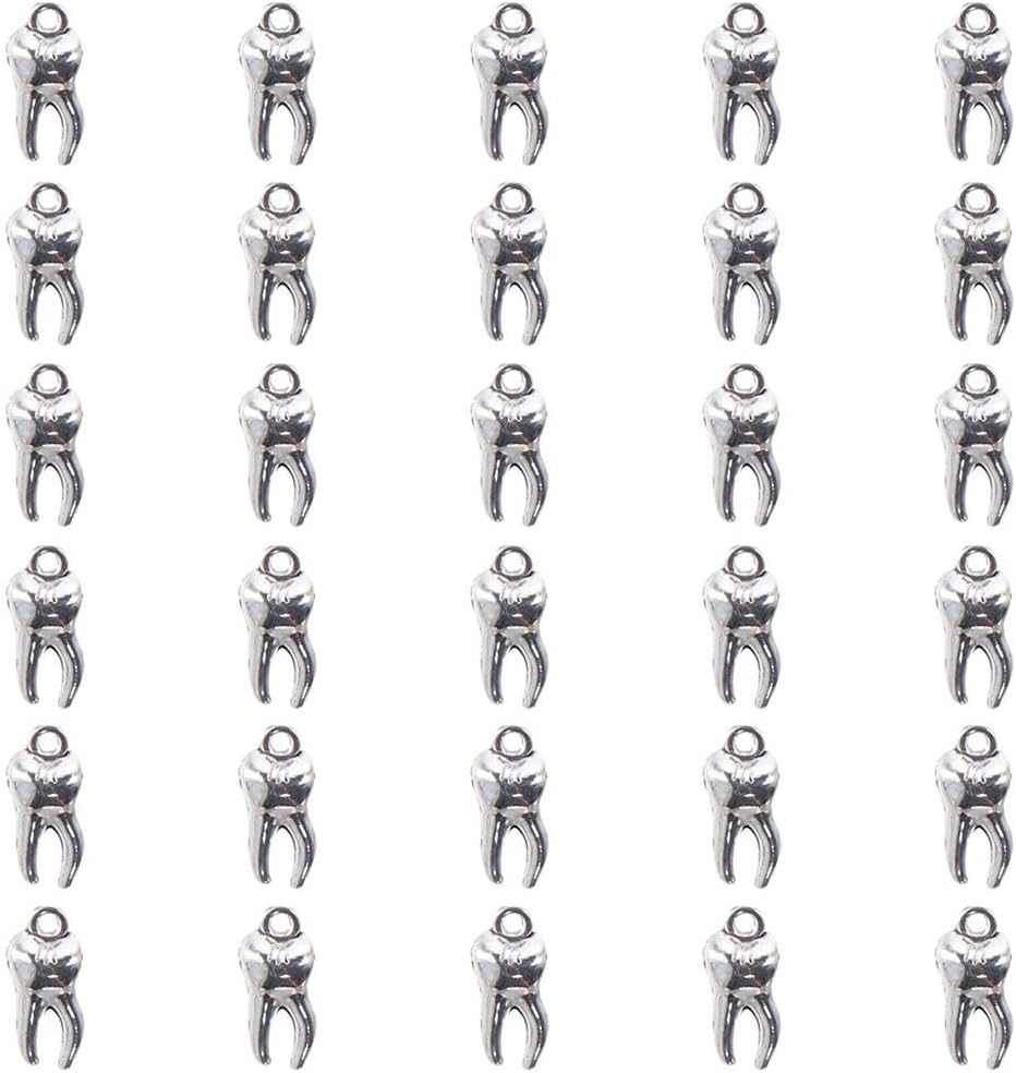 Amazon.com: Uniquer 30Pcs Silver Alloy Tooth Shape Charms Pendant for ...