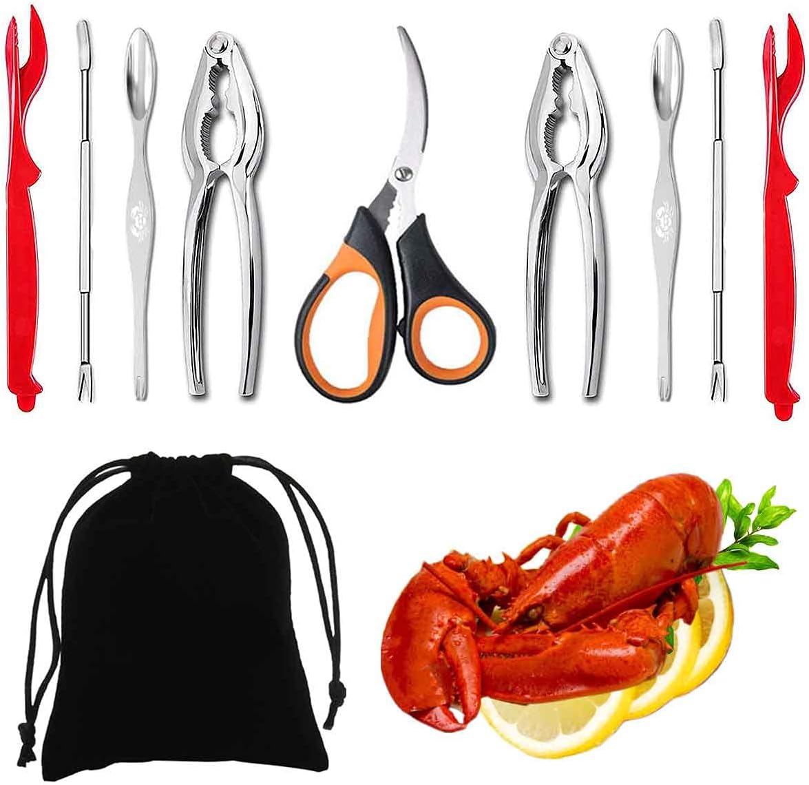Amazon.com: Lobster Crackers and Picks Set - Premium Metal Crab ...