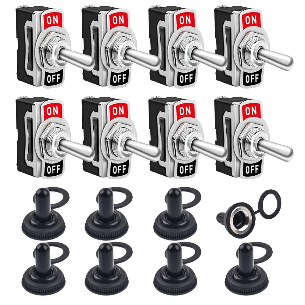 Amazon.com: COROTC Toggle Switches, 8 Pack 2 Pin ON Off SPST Car Rocker ...