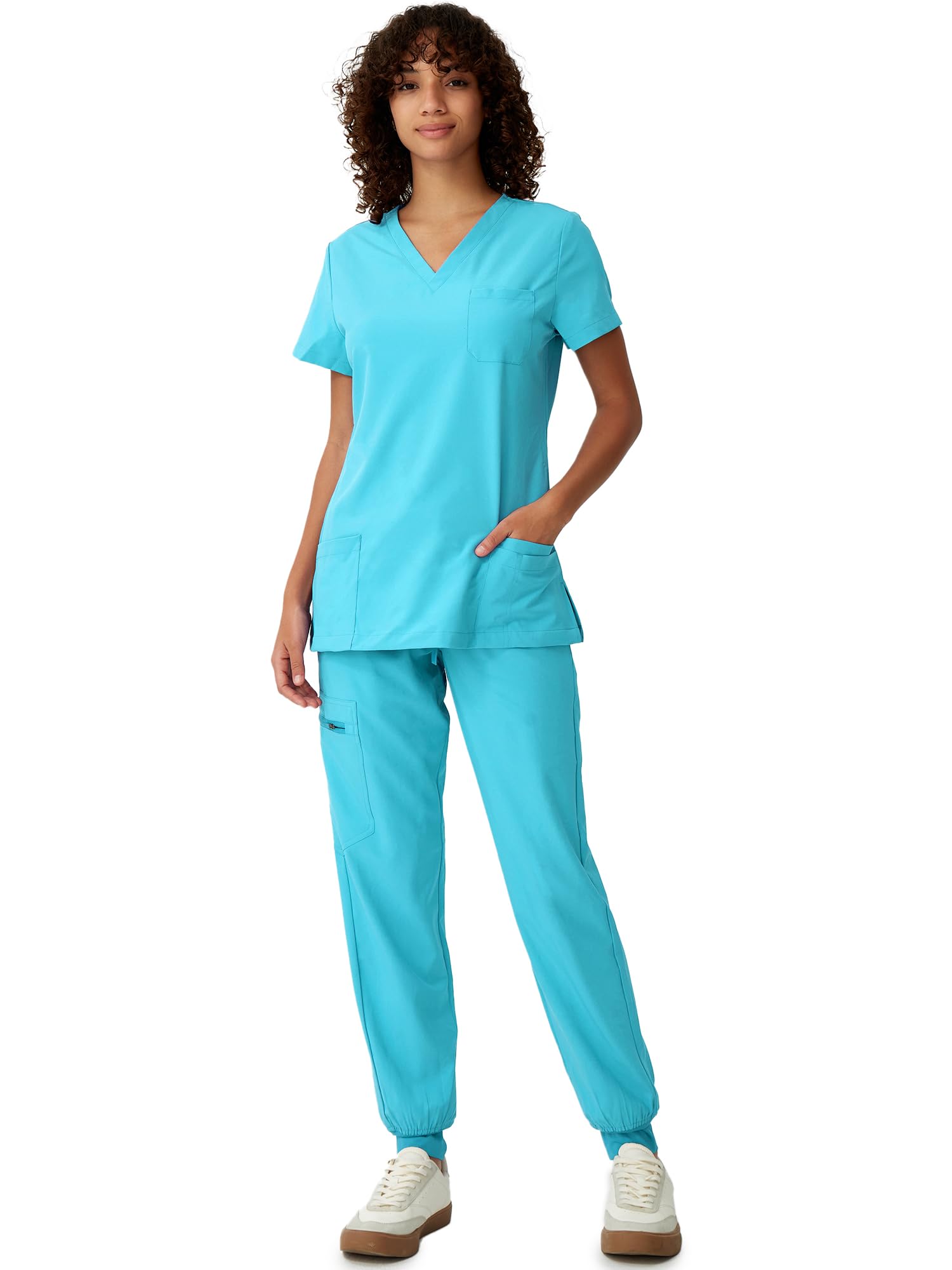 Amazon.com: floralhue Scrubs for Women, V-Neck Scrubs Top & Cargo Pants ...