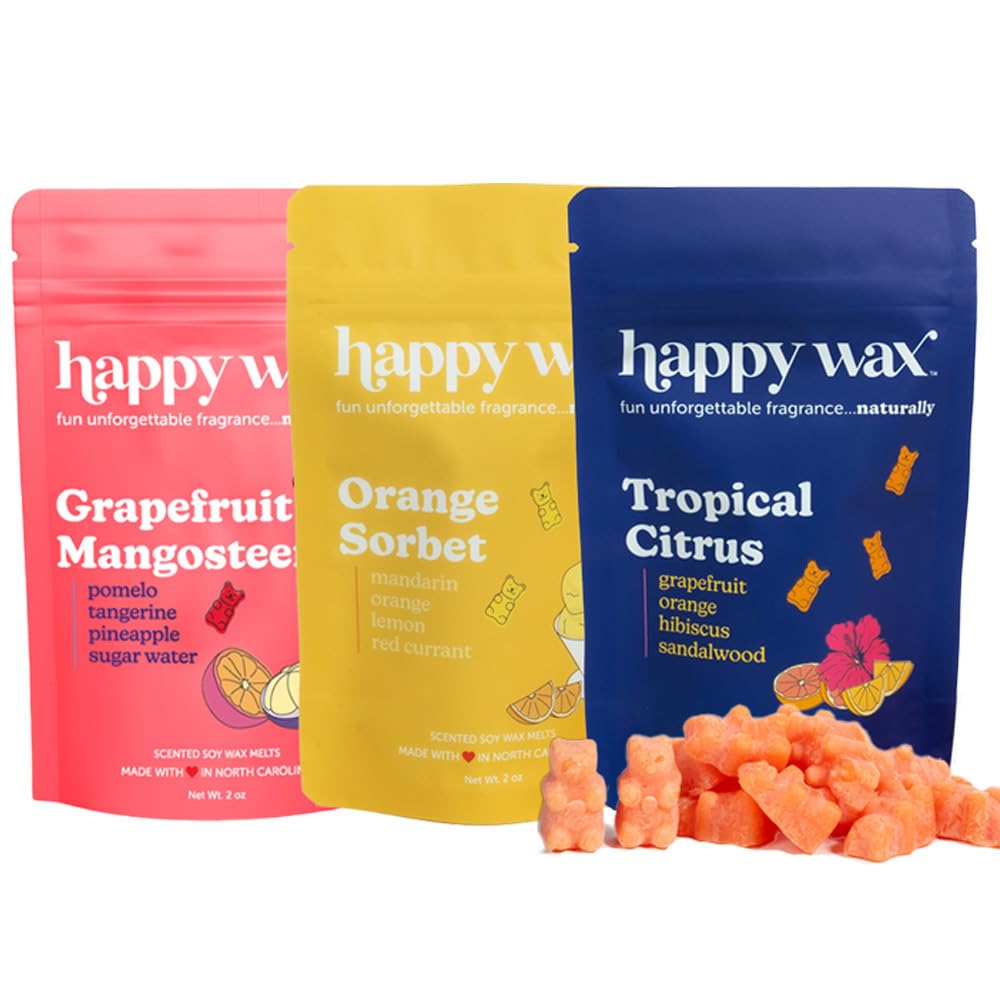 Amazon.com: Happy Wax Citrus Mix Natural Soy Wax Melts - 6oz Total ...