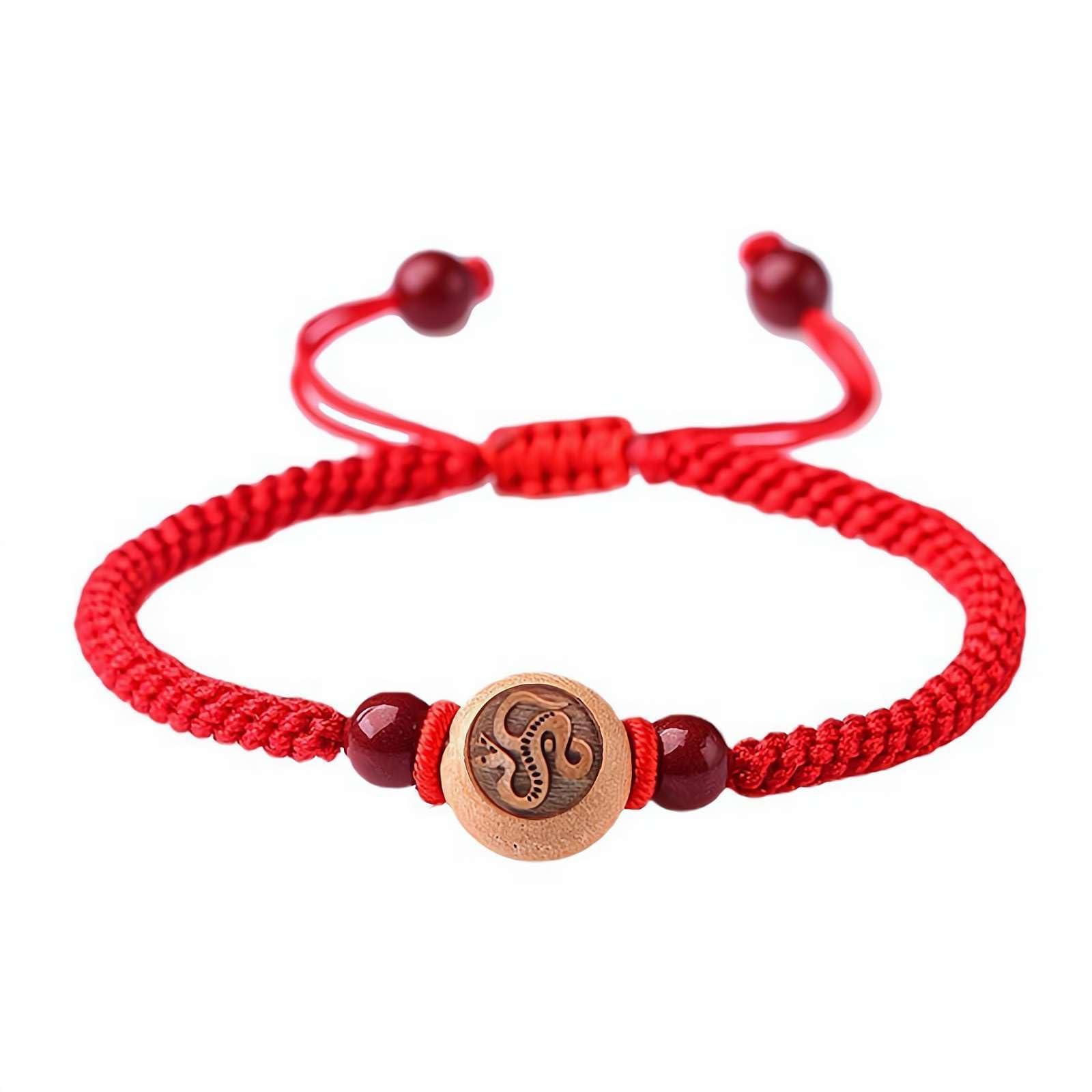 2025 New Year of Snake Red String Bracelet, New Chinese Zodiac Peach ...