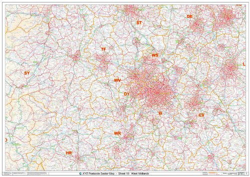 West Midlands Sectors: 10 (Postcode Sector Map): Amazon.co.uk ...