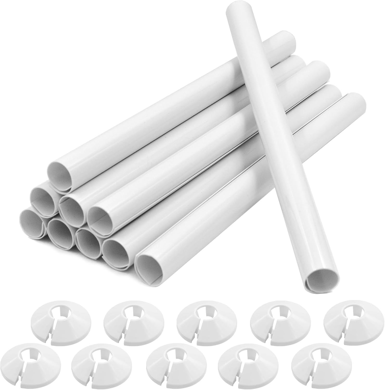 10 Pcs Radiator Pipe Covers and 10 PCS Pipe Collars, White Radiator ...