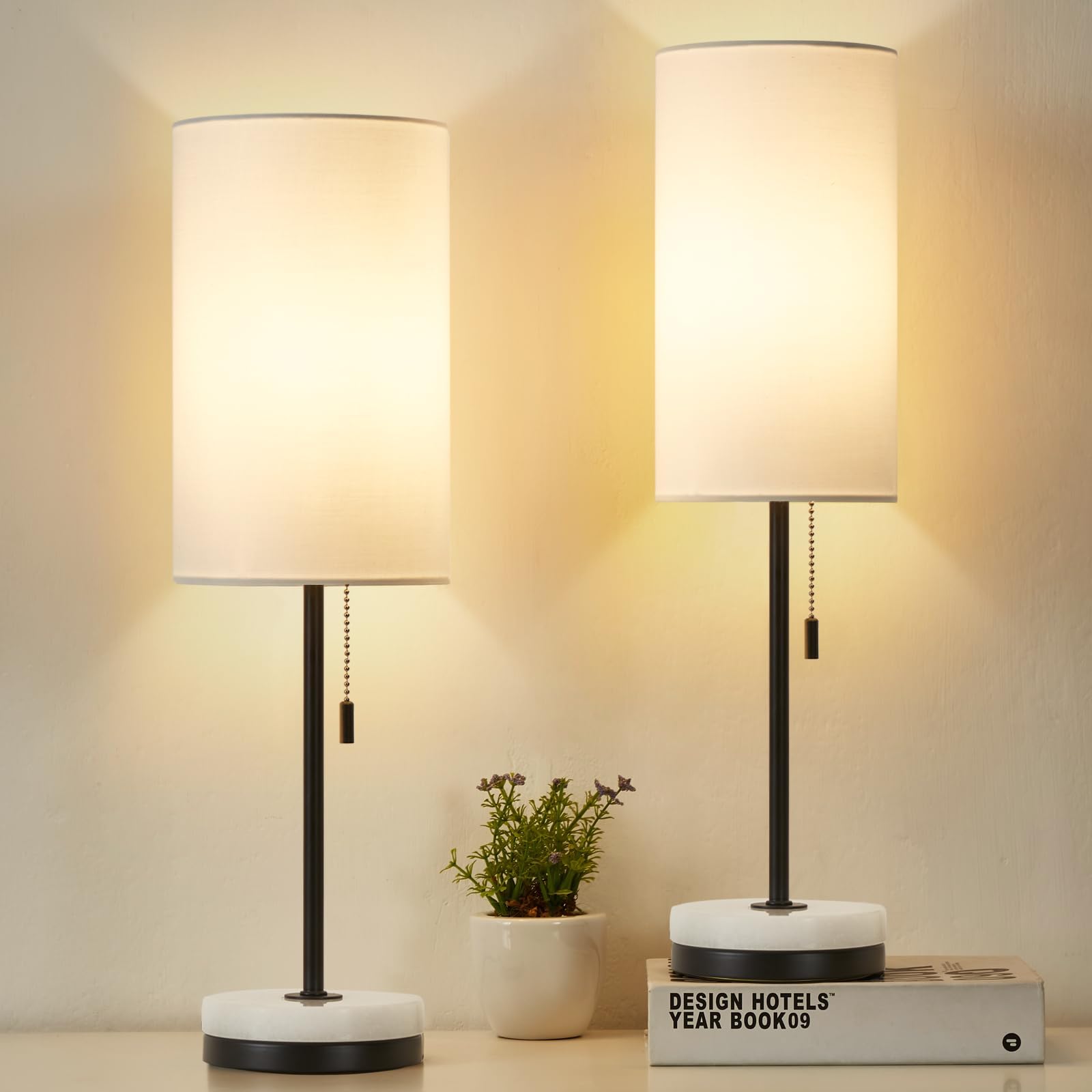 Luvkczc Minimalist Table Lamp Set of 2, Nightstand Lamp for Bedroom ...