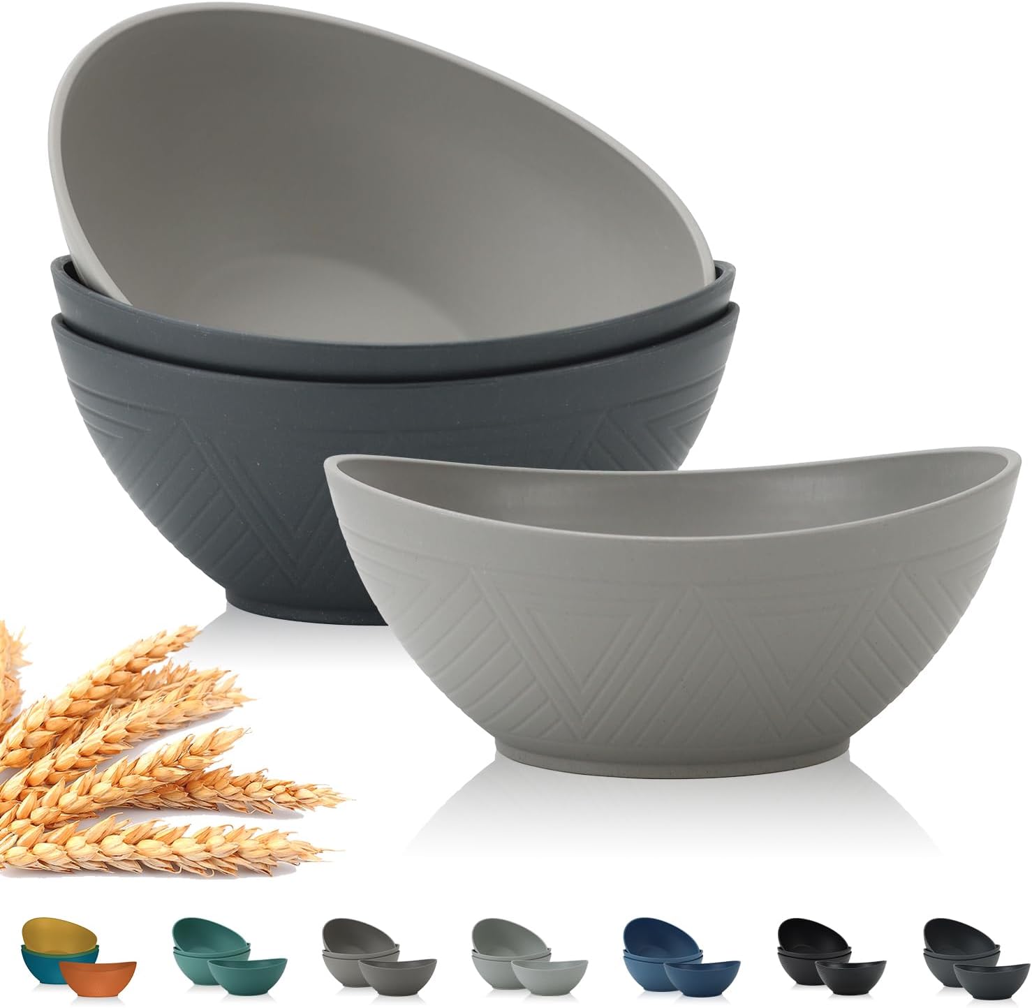 Amazon.com | ECOHAGOU 9.6'' Serving Bowls, 84oz Bamboo Fiber Salad Bowl ...