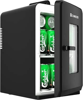 Cumeod Mini Fridge, 15L/21 Cans 330ml Mini Fridge for Room, 12V DC/220V ...