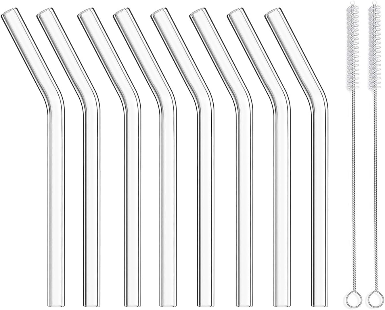Amazon.com: ALINK Short Bent Glass Straws, 6 in x 10 mm Reusable Clear ...