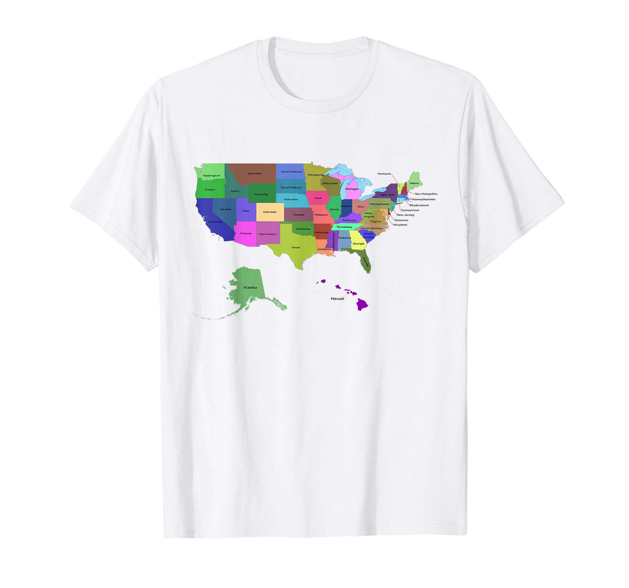 Amazon.com: US Map shirt, United States Map T-shirt ,Miller Projection ...