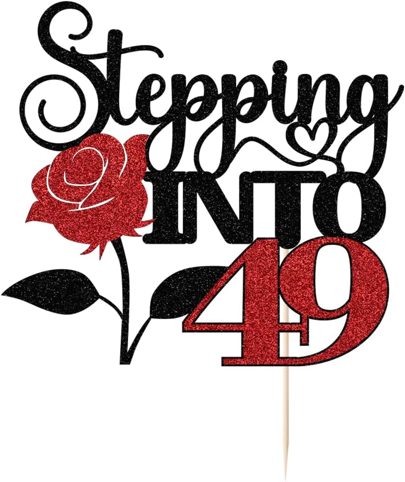 Amazon.com: Stepping In to 49 Cake Topper,Rose 49th birthday party cake ...