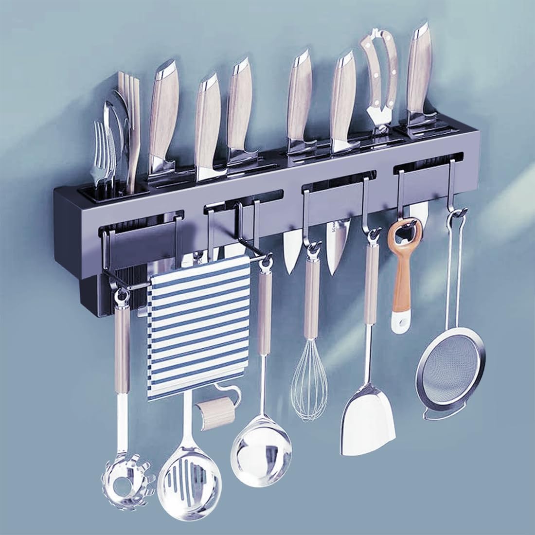 Pureus Kitchen Shelf Stainless Steel Floating Shelves Wall Mount Knife ...