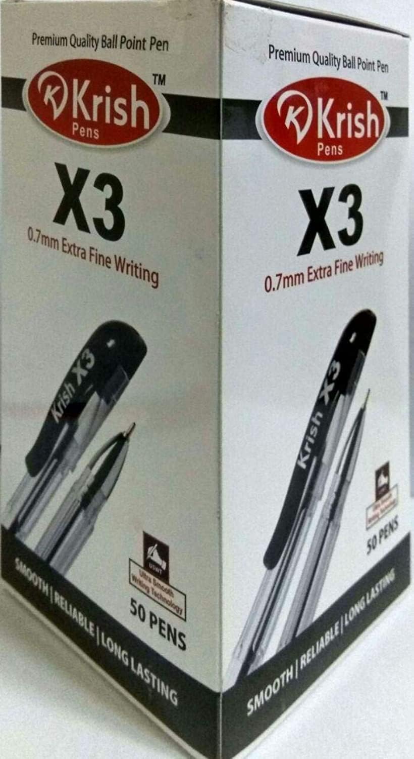 Krish X3 Ball Pen (0.7mm, Pack of 50 Pieces, Black): Buy Online at Best ...