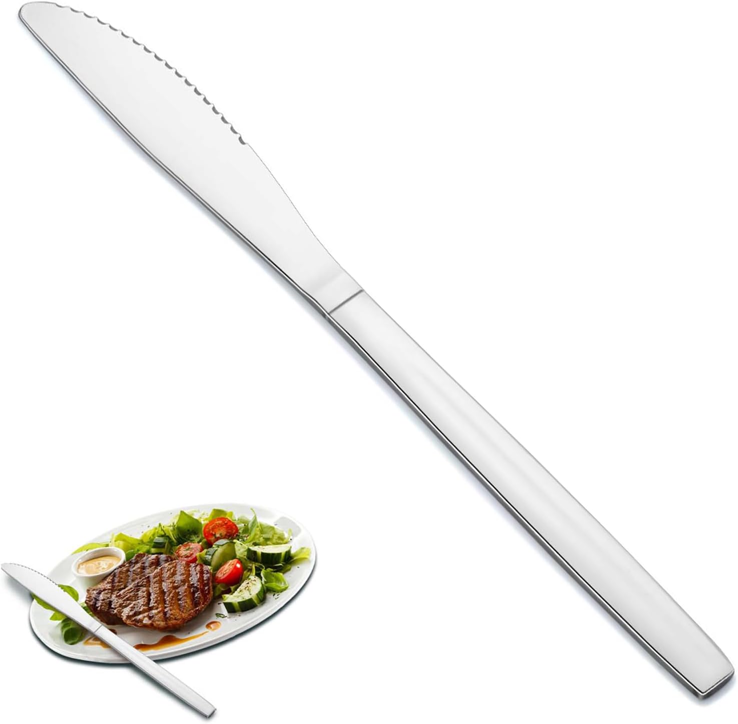 Pleafind Dinner Knives Set of 24, Stainless Steel Kitchen Knives, Knife ...