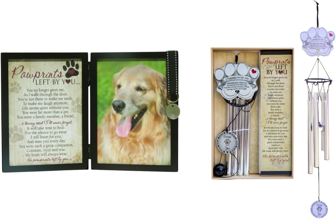 Amazon.com : 18" Metal Casted Pawprint Wind Chime with Pet Memorial ...