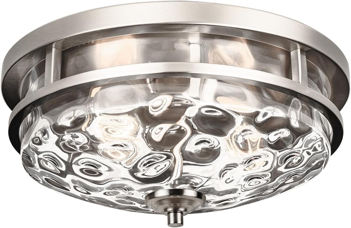 foucasal Brushed Nickel Flush Mount Ceiling Light 2-Light Outdoor ...
