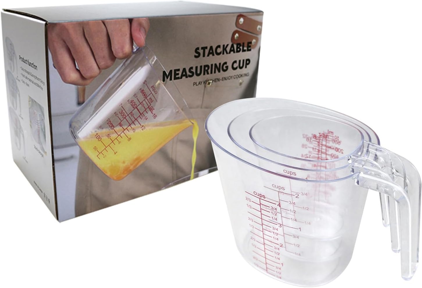Amazon.com: 3 Pcs Measuring Cup Set, Liquid Measuring Cups, Multiple ...