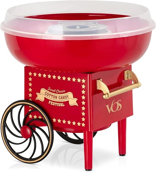 Amazon.com: VOS Mini Cotton Candy Machine for Kids, Red Retro Sugar ...