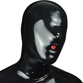 Amazon.com: Latex Hood Rubber Mask with Small Breath Hole Fetish BDSM ...