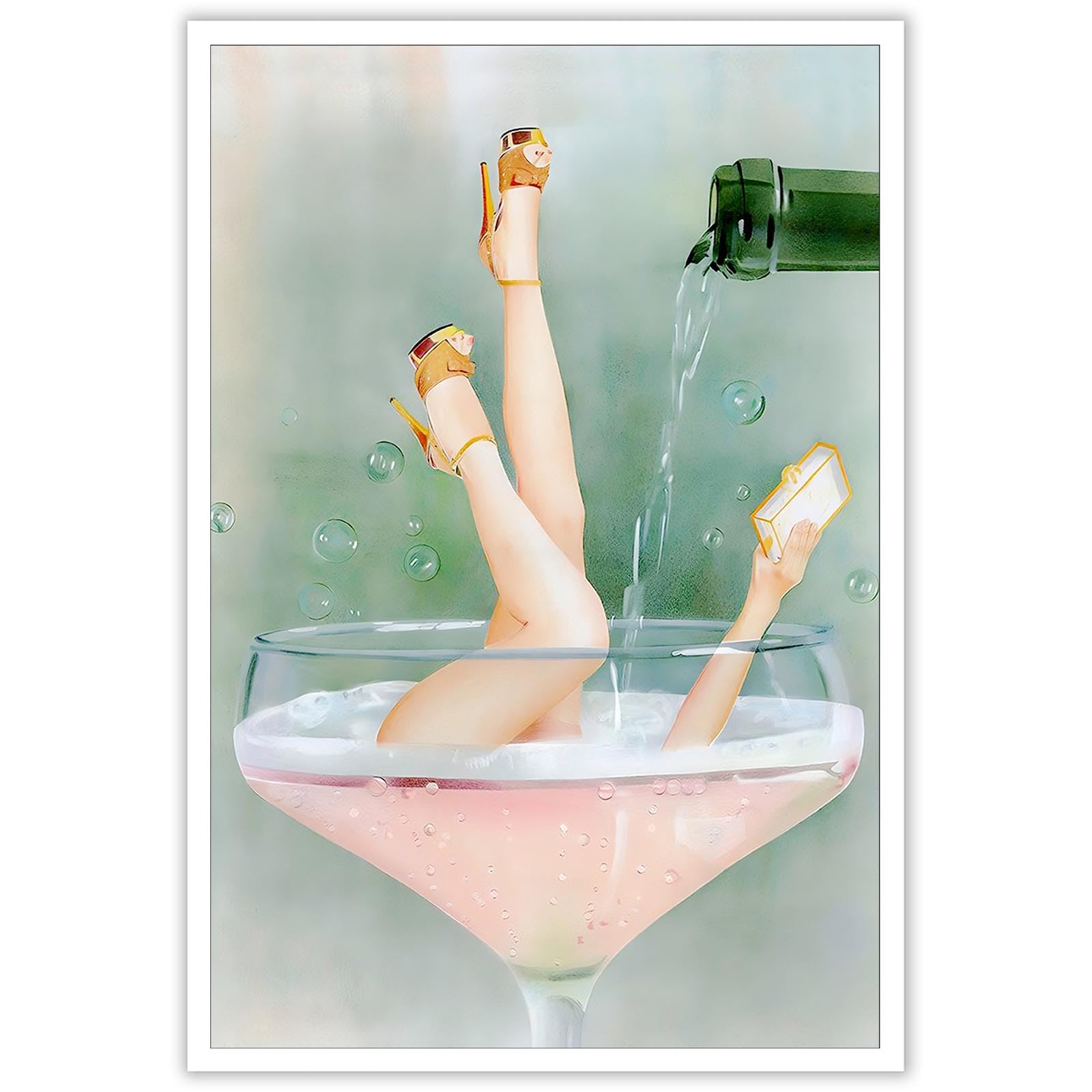 Amazon.com: Dcvjiy Vintage Funky Female Champagne Posters Funny Alcohol Drinks Canvas Wall Art ...