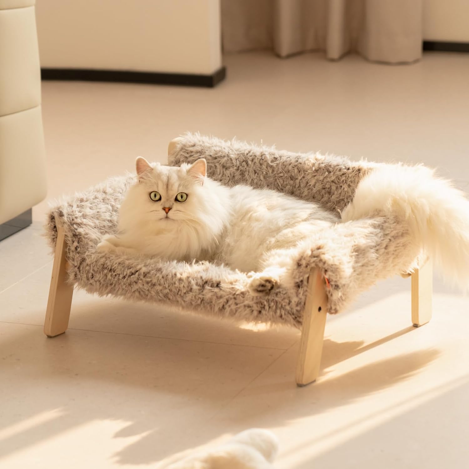 MEWOOFUN Cat Bed SofaWooden, Sturdy Fluffy Cat Couch Bed Dog Beds for ...