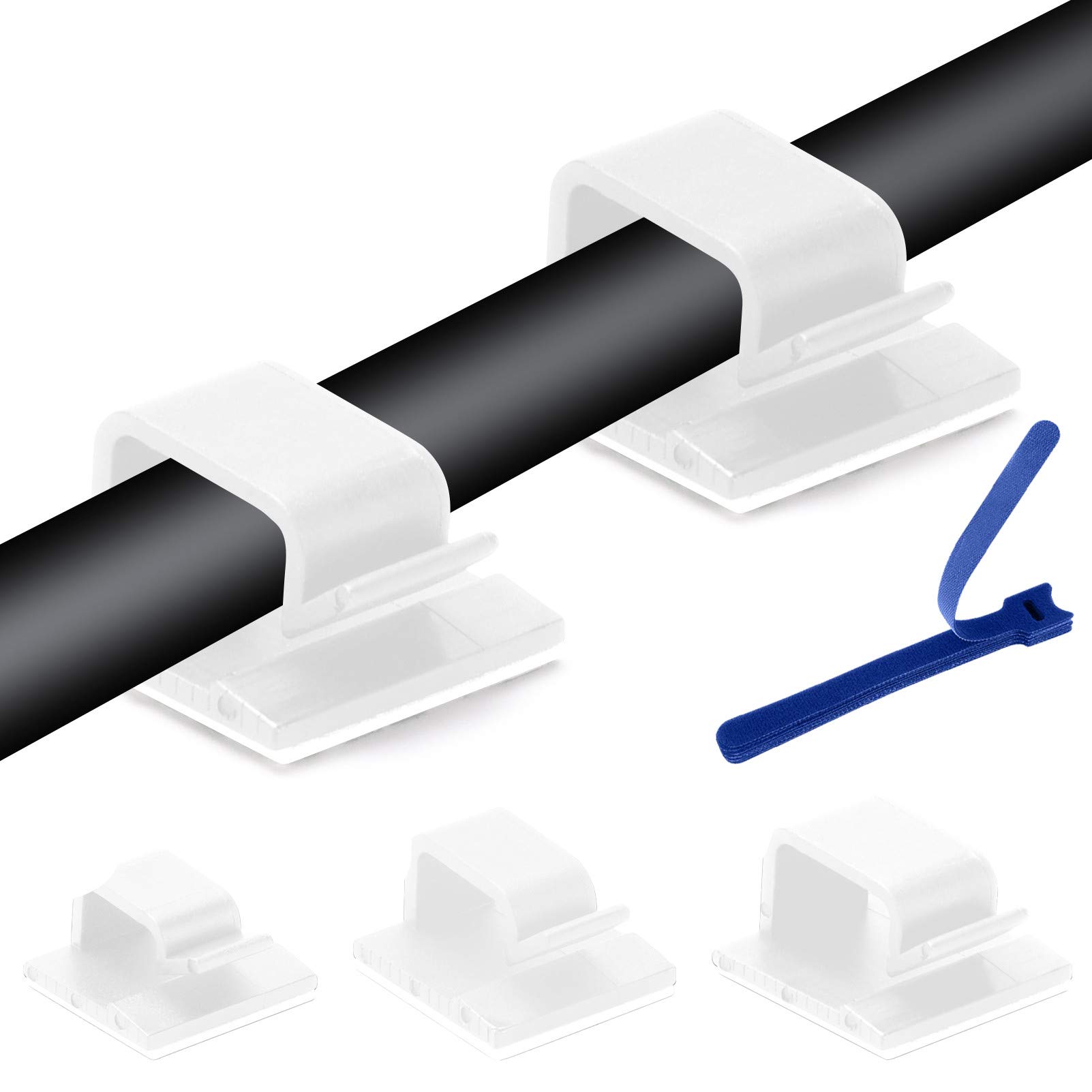 100 Pcs Adhesive Cable Clips Wire Cable Tidy Organisers White ...