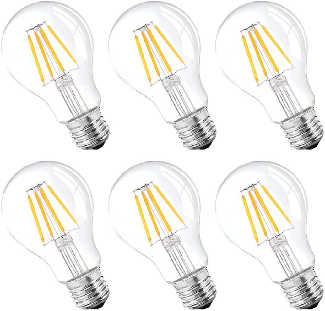 Amazon | LVWIT フィラメント電球 LED電球 6W（60W形相当） E26口金 A60 2700K電球色 806lm クリアタイプ レトロ電球 雰囲気 非調光 PSE 12個入 ...