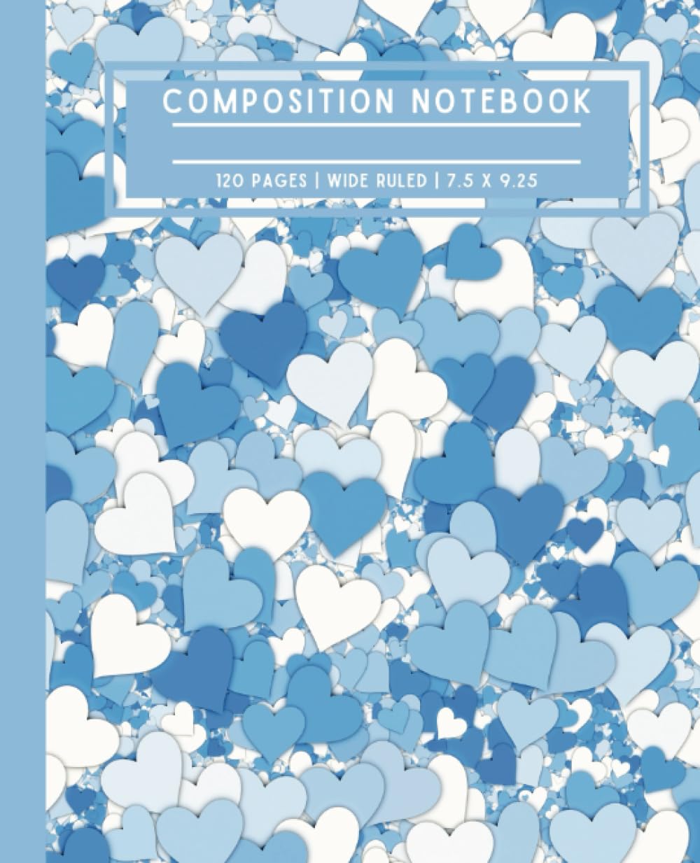 Amazon.com: Composition Notebook: Cute Blue Hearts | Wide Ruled ...