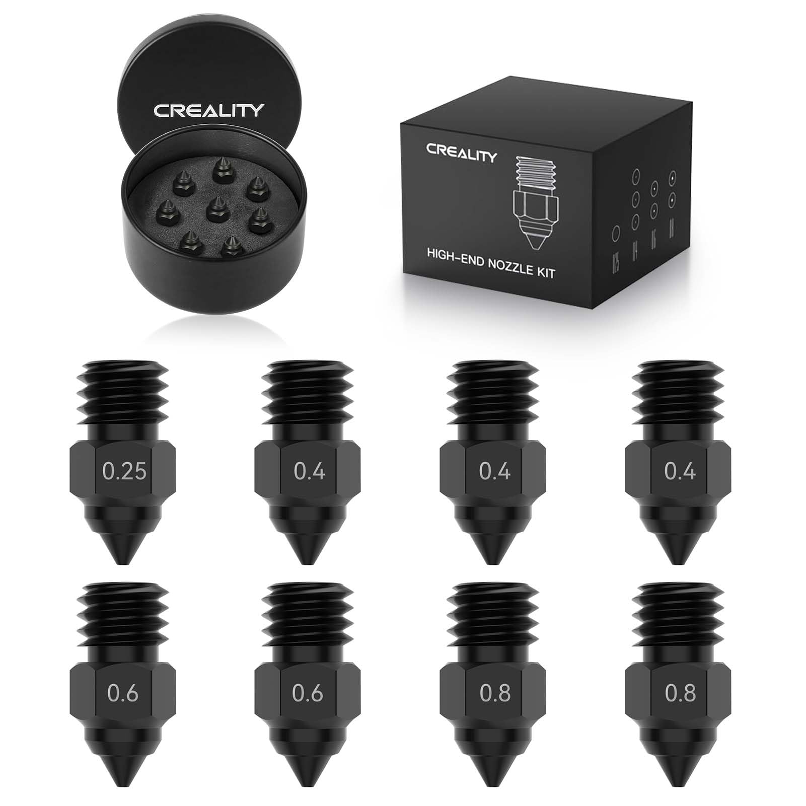 Official Creality 8PCS 3D Printer High-end Hardened Steel Nozzle Kit ...