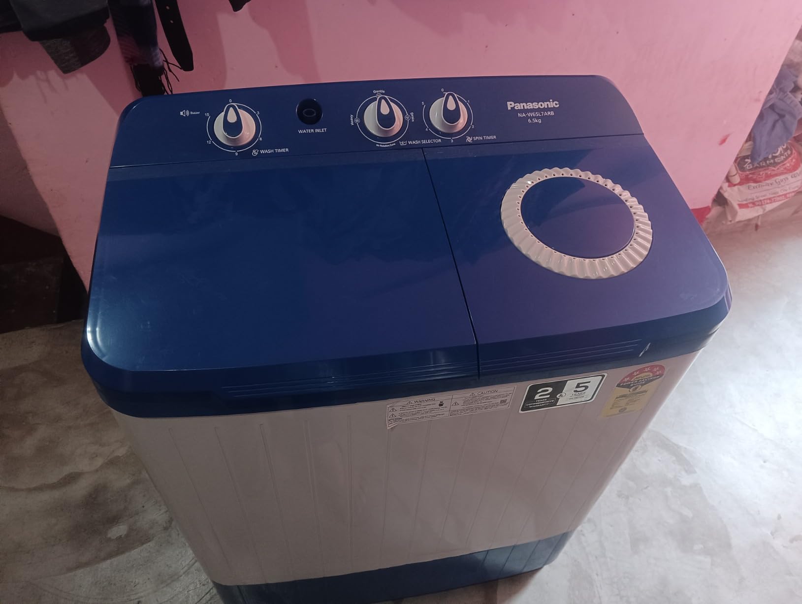 Panasonic 6.5 kg 5 Star Semi-Automatic Top Loading Washing Machine (NA ...
