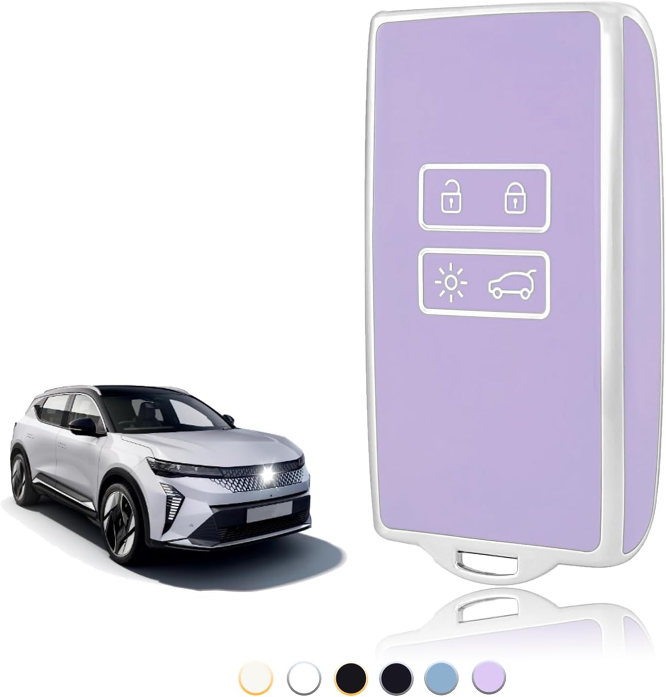 Car Key Cover Set, 2pcs TPU Silicone Key Fob Holder, 4-Button Design ...