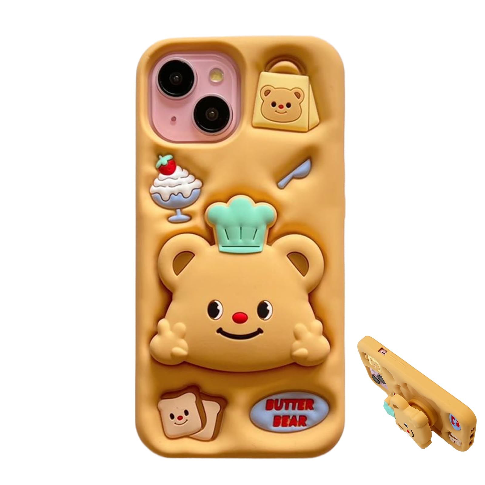 Amazon.com: YAKVOOK Kawaii Phone Cases Apply to iPhone 13 Pro Max,Cute Cartoon Bread Bear Phone ...