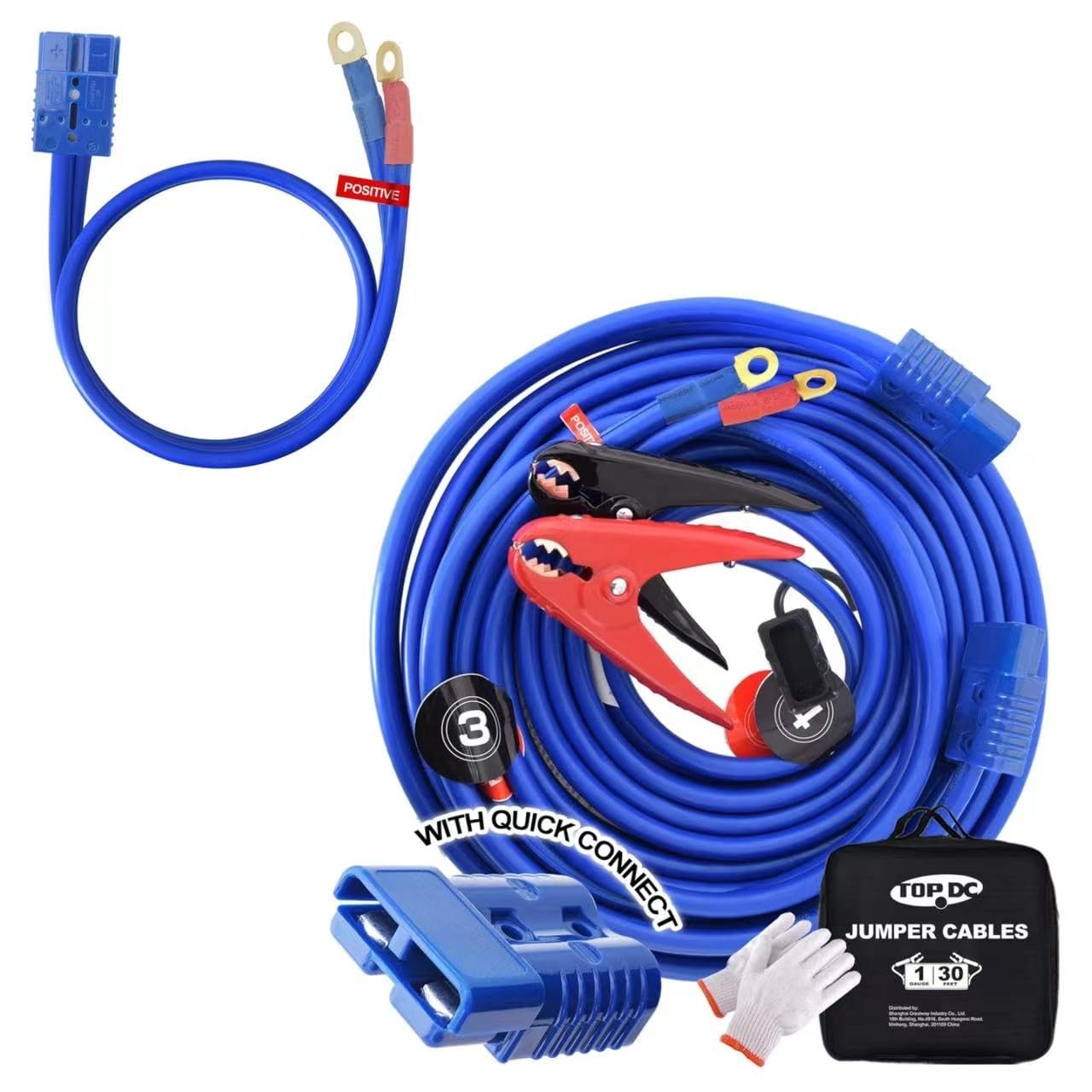 Amazon.com: TOPDC Heavy Duty Automotive Booster Jumper Cables，1 Gauge ...