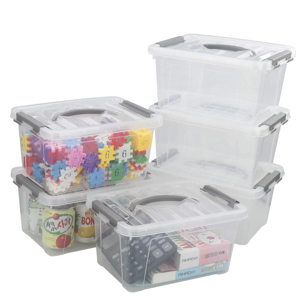 Mayish 6 L Clear Storage Box Plastic with Lids and Handles, 6 Packs ...