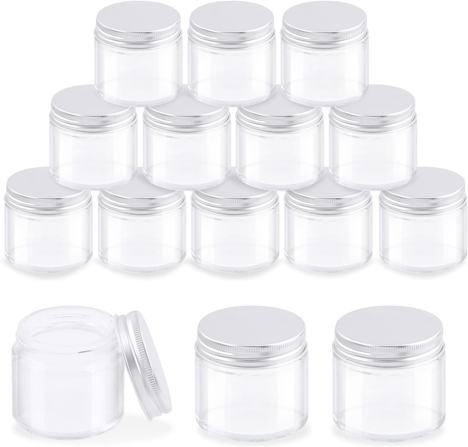 Amazon.com: Glarks 15 Pack 2oz Glass Jars with Lids, Round Clear Glass ...