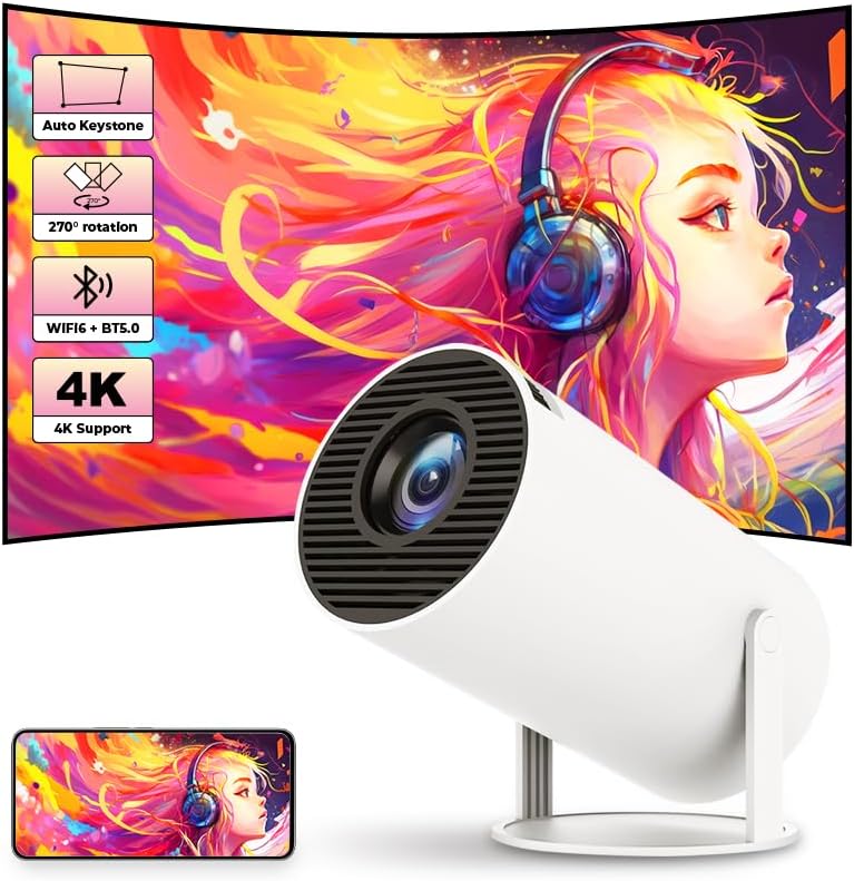 Amazon.com: Auto Keystone Correction Portable Projector, 4K/ 200 ANSI ...
